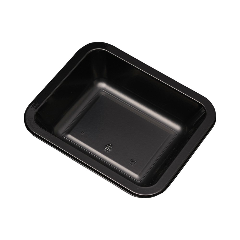 Hitray 032 8 oz. Rectangular Black CPET Tray